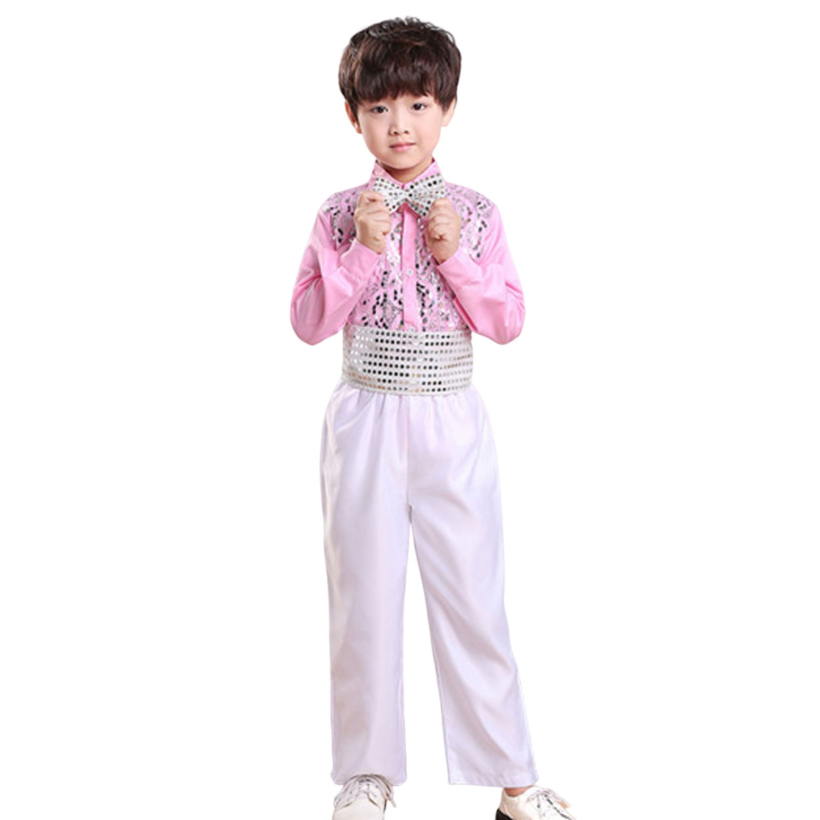 AHTJRT 2 Piece Boys Dance Outfits Sequin Jacket Pants Set Shiny Sparkly ...