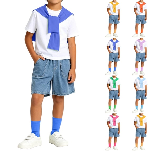 AHTJRT 2 Piece Set for Boys T Shirts Capes Denim Shorts Matching Socks ...