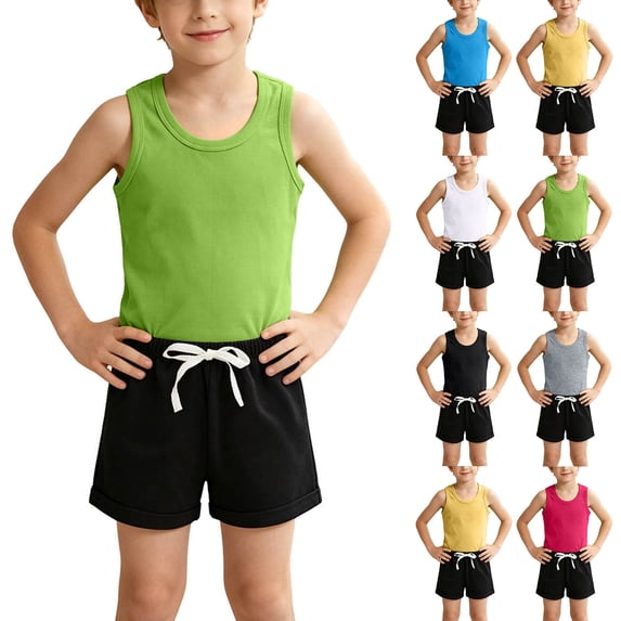 AHTJRT 2 Piece Short Sets for Kids Racerback Tank Tops and Drawstring ...