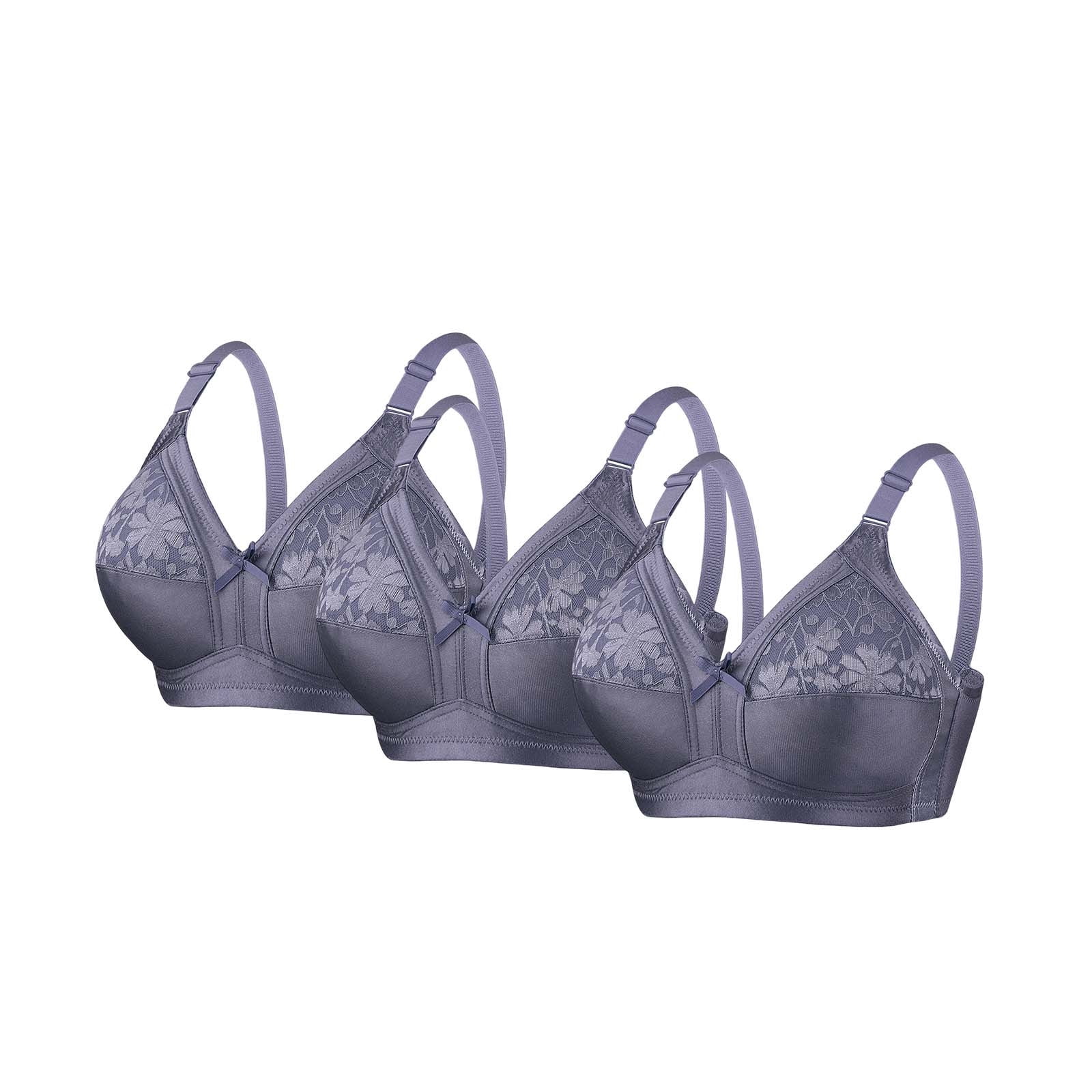 AHTJRT 3 Pack Floral Lace Bras for Women Wirefree Full Coverage ...