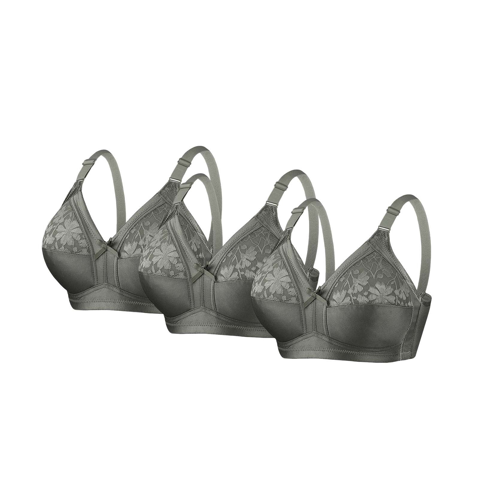 AHTJRT 3 Pack Floral Lace Bras for Women Wirefree Full Coverage ...