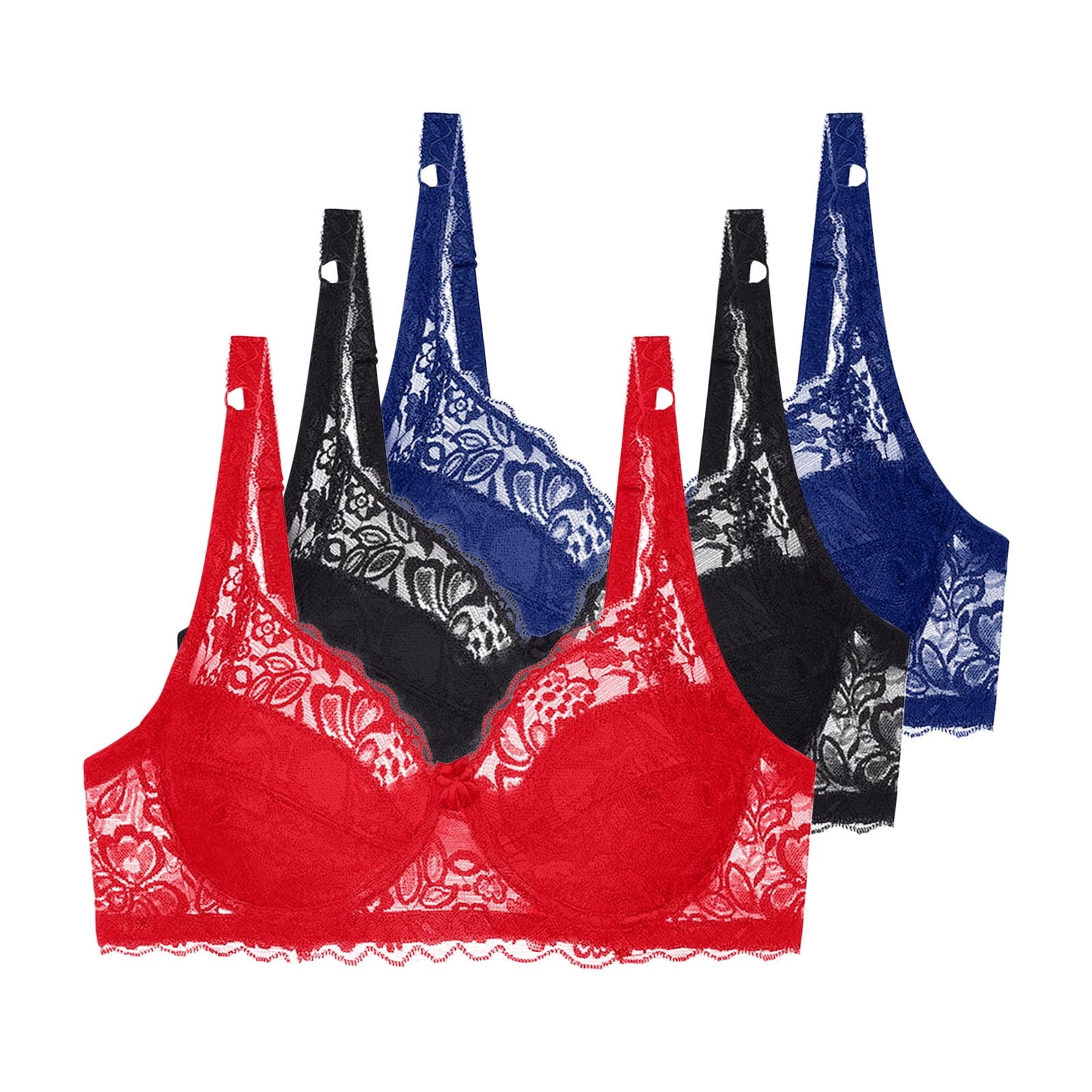AHTJRT 3 Pack Lace Bralettes for Women Plus Size Push Up Underwire ...