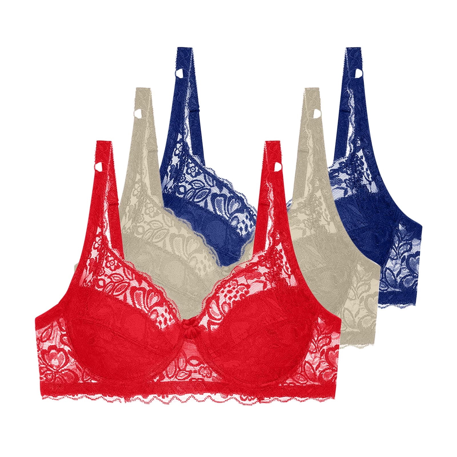 AHTJRT 3 Pack Lace Bralettes for Women Plus Size Push Up Underwire ...