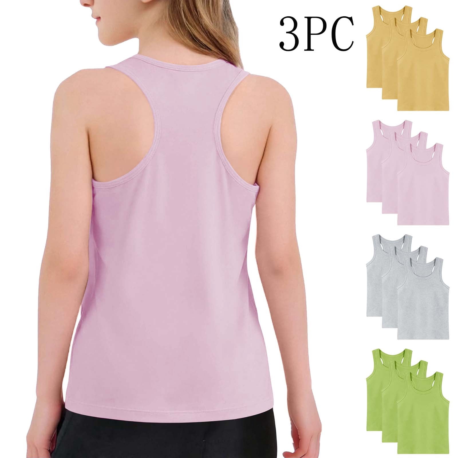 AHTJRT 3 Pack Racerback Tank Tops for Boys Girls Slim Fitted Stretch ...