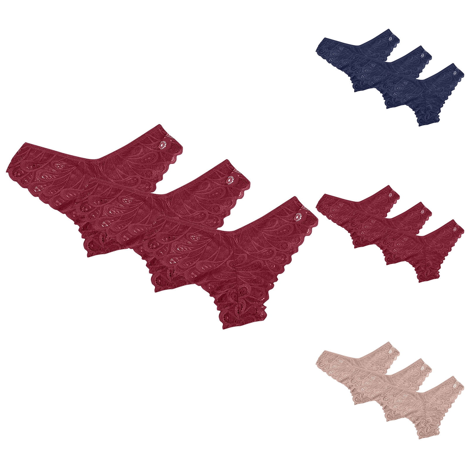 AHTJRT 3 Pack Thongs for Women Seamless Briefs Underwear No Show Lace ...