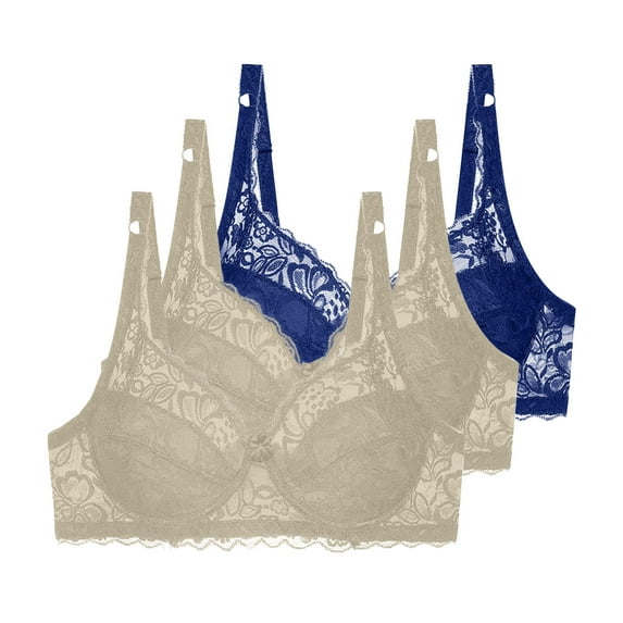 AHTJRT 3 Pack Underwire Bras for Women Plus Size Padded Supportive ...