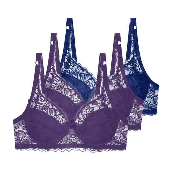 AHTJRT 3 Pack Underwire Bras for Women Plus Size Padded Supportive ...