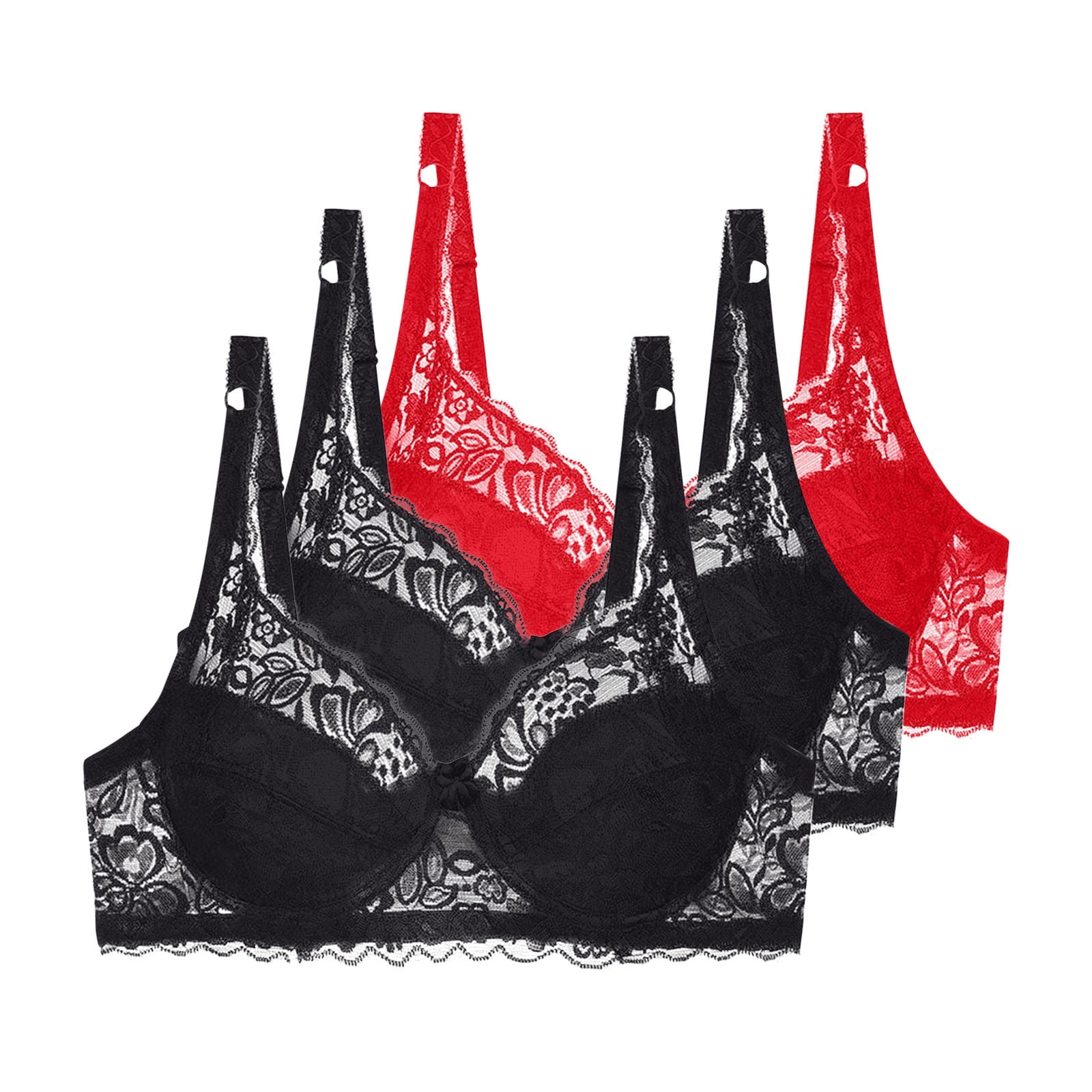 AHTJRT 3 Pack Underwire Bras for Women Plus Size Padded Supportive ...