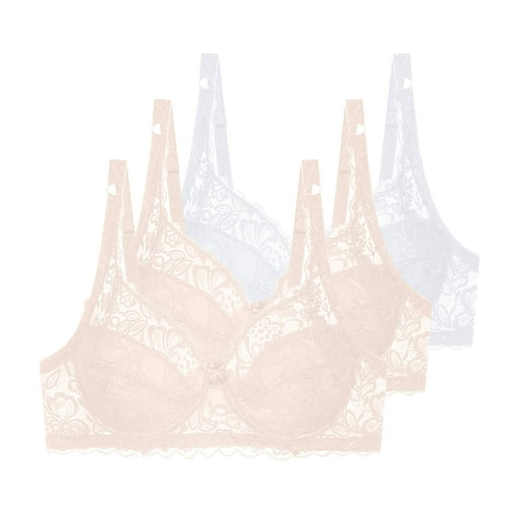 AHTJRT 3 Pack Underwire Bras for Women Plus Size Padded Supportive ...