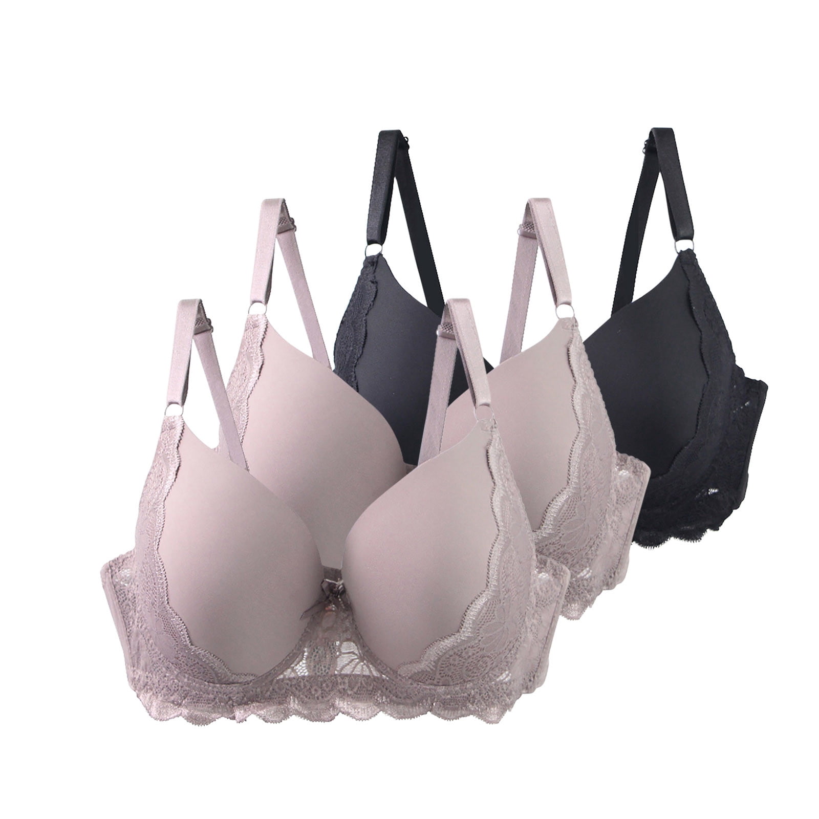 AHTJRT 3 Pack Women's T-Shirt Bras Plunge Cleavage Supportive Underwire ...