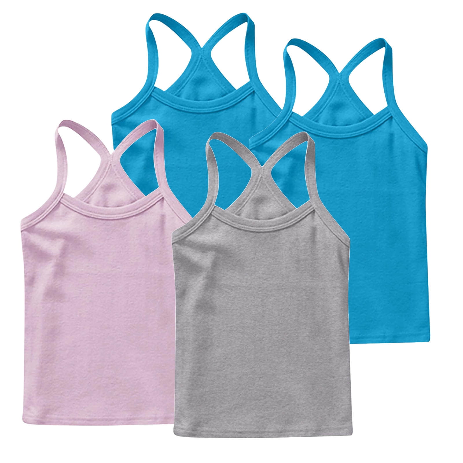 AHTJRT 4 Pack Girls Tank Tops Slim Fit Cross Racerbacks Camisole ...