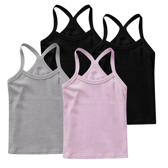 AHTJRT 4 Pack Girls Tank Tops Slim Fit Cross Racerbacks Camisole ...