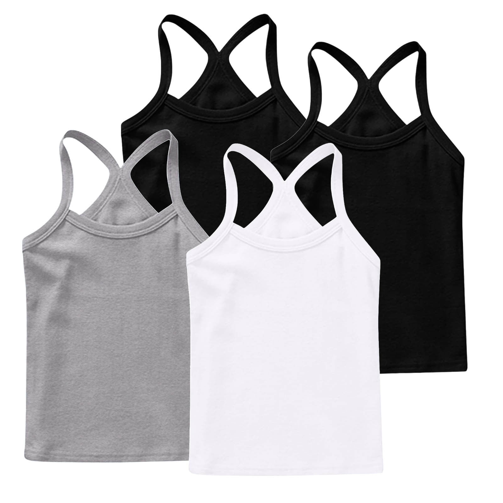 AHTJRT 4 Pack Girls Tank Tops Slim Fit Cross Racerbacks Camisole ...