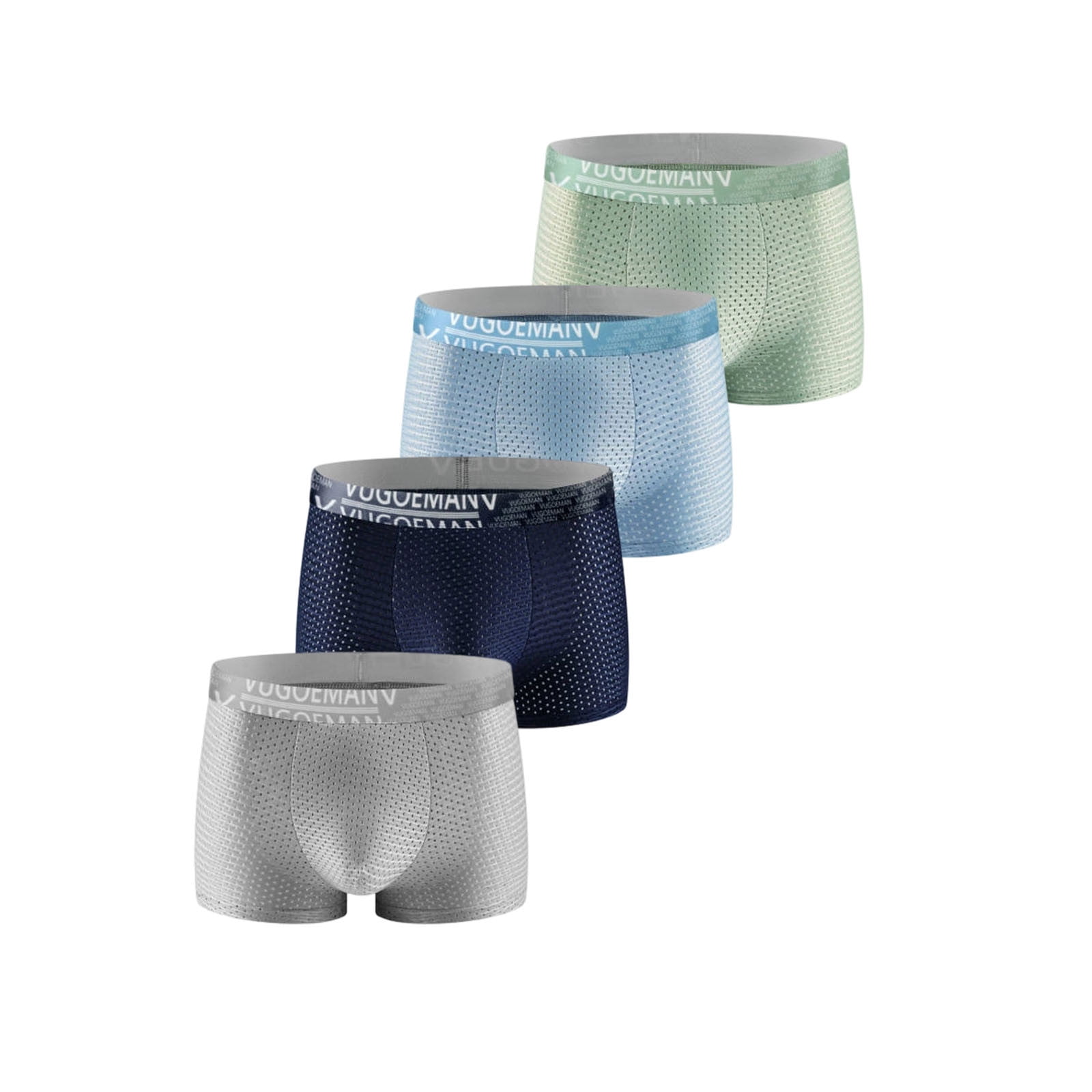 AHTJRT 4 Pack Men's Mesh Ice Silk Boxer Briefs Cool and Breathable ...