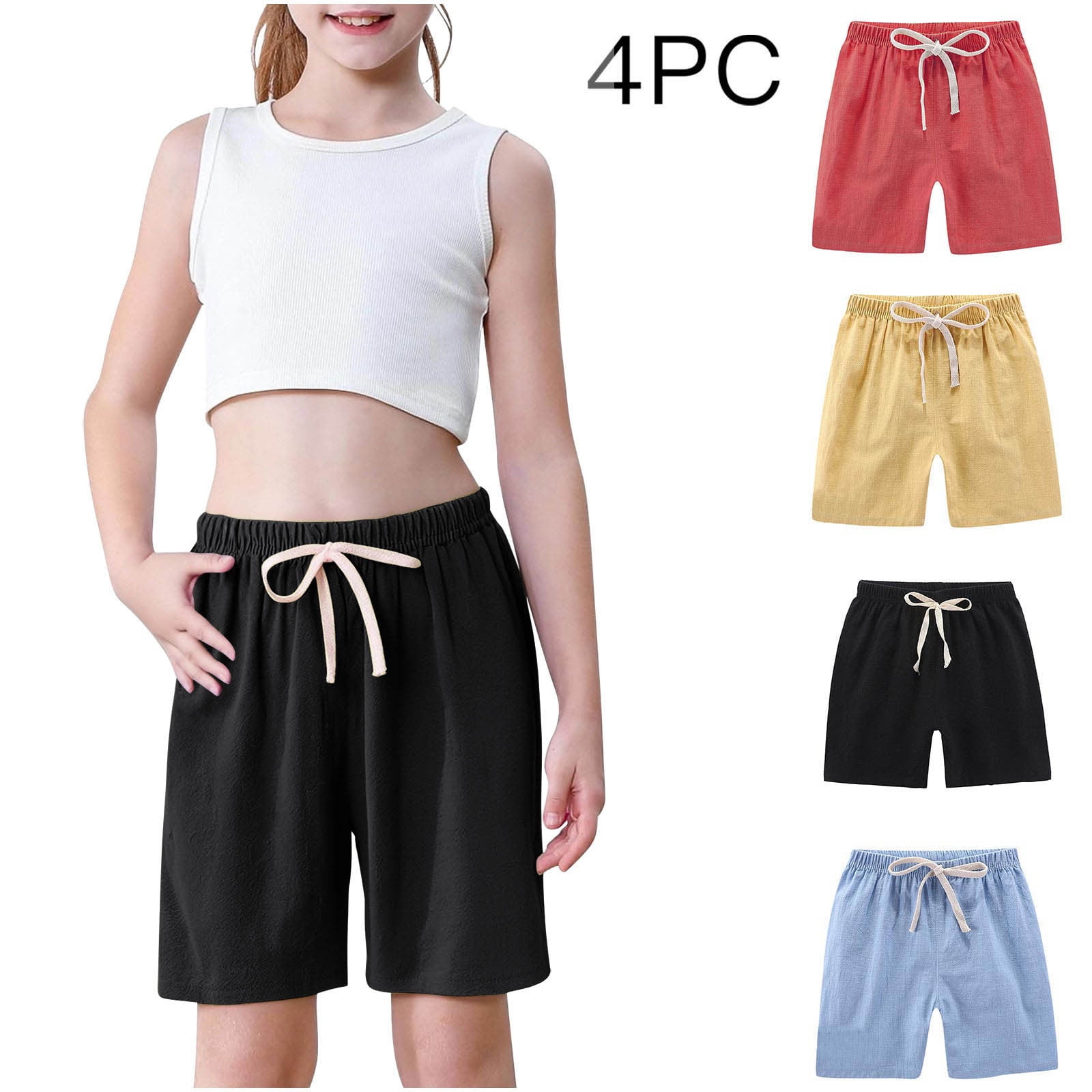 AHTJRT 4 Pack Workout Running Shorts for Boys Girls Sping Summer ...