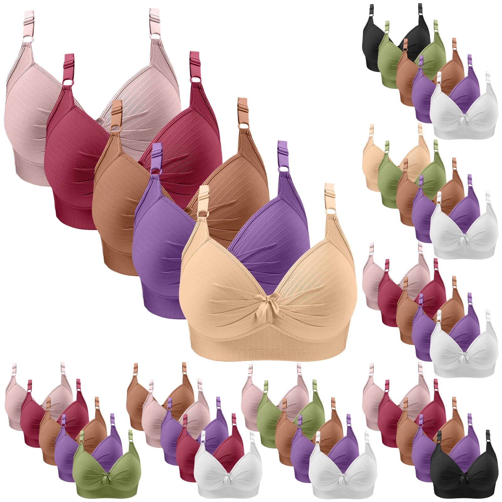 AHTJRT 5 Pcs V Neck Bralettes for Women Light Padded Soft Cups ...