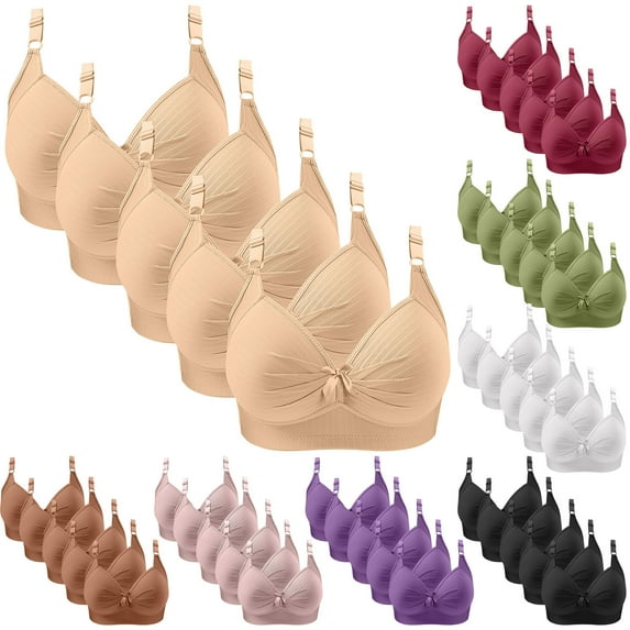 AHTJRT 5 Pcs V Neck Bralettes for Women Light Padded Soft Cups ...