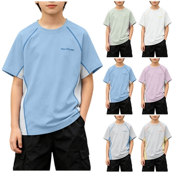 AHTJRT Athletic Shirts for Boys Summer Running Gym Active Quick Dry ...