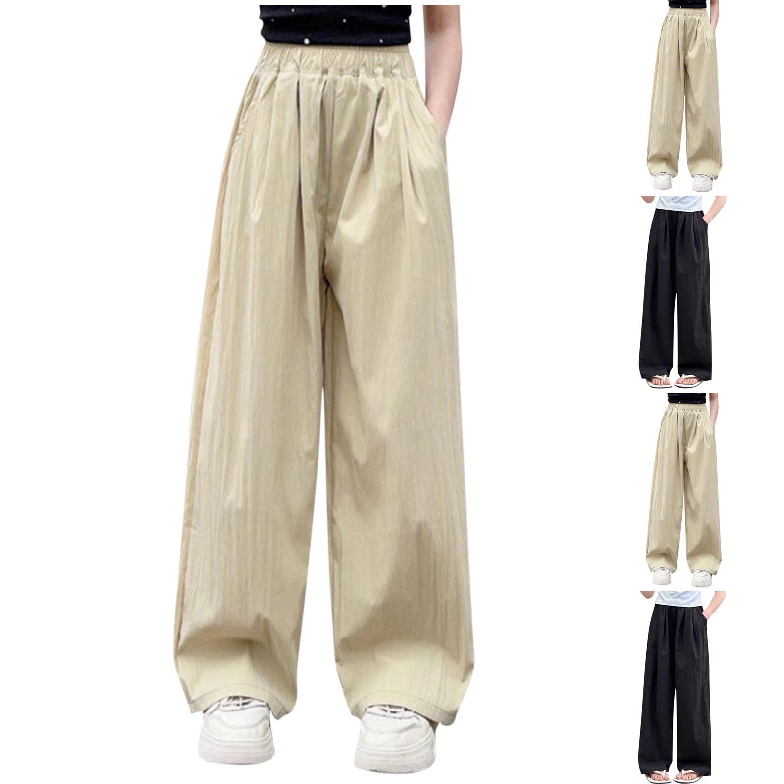 AHTJRT Baggy Wide Leg Pants for Kids Casual Loose Fit High Elastic ...