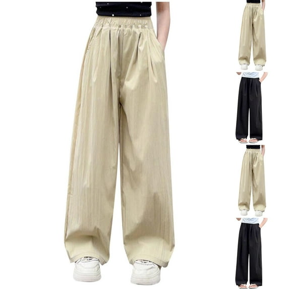 AHTJRT Baggy Wide Leg Pants for Kids Casual Loose Fit High Elastic ...