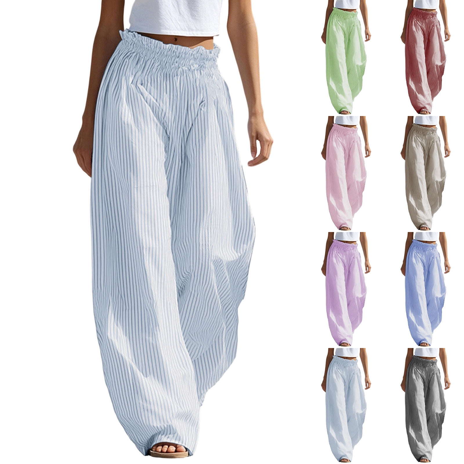AHTJRT Baggy Wide Leg Pants for Women Flowy High Elastic Waisted ...
