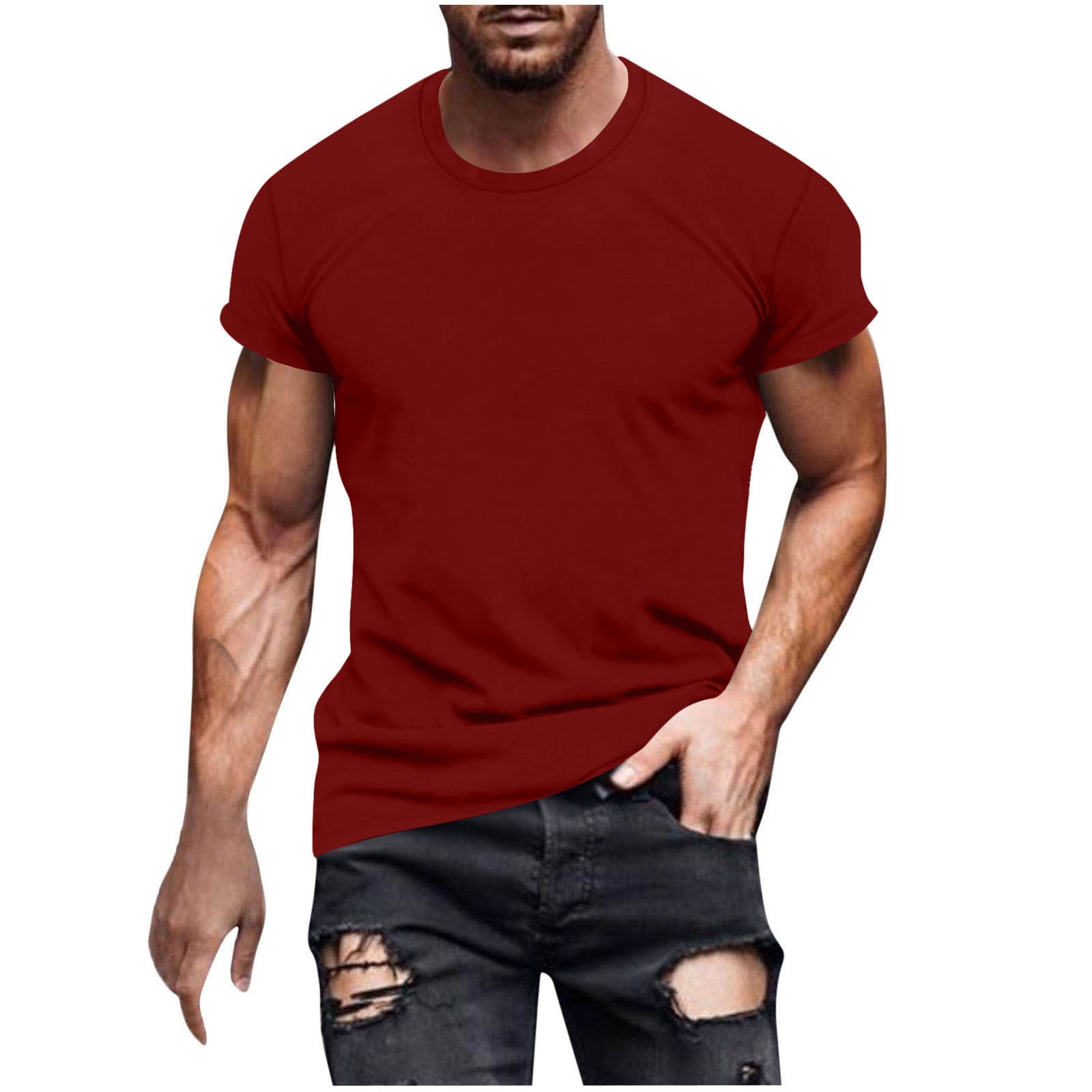 AHTJRT Big Tall Men's Casual Short Sleeve Crew Neck T Shirt Soft ...