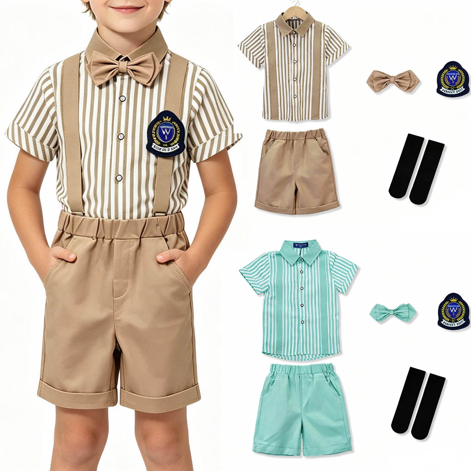 AHTJRT Boy Suits Wedding Party Outfits Dress Shirt with Bowtie ...