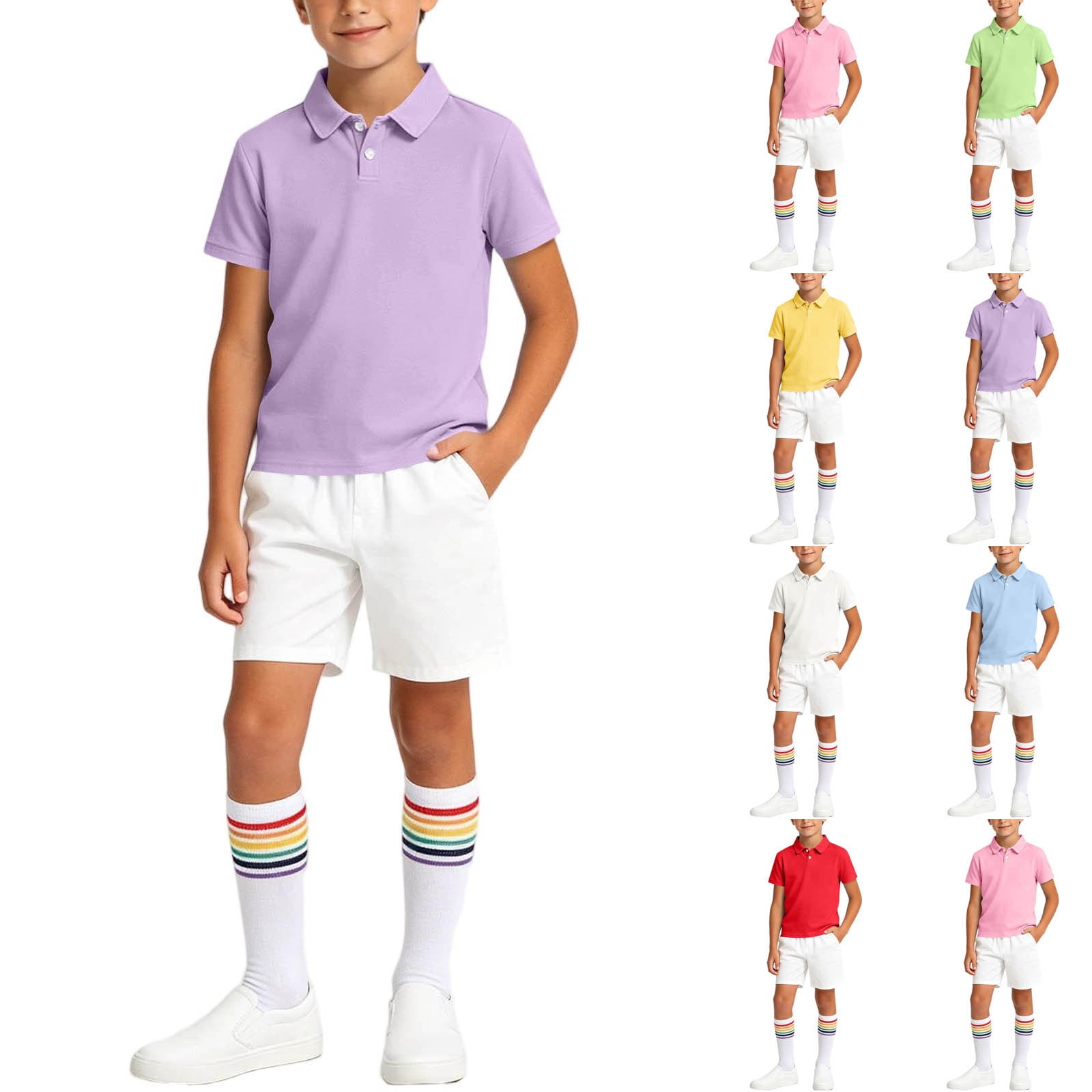 AHTJRT Boys 3 Pieces Outfit Crew Neck Short Sleeve T Shirts Shorts Knee ...
