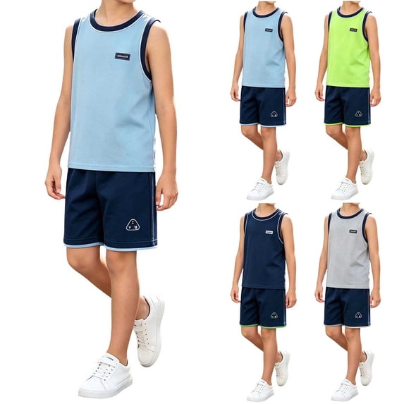 AHTJRT Boys Athletic Short Sets Crew Neck Tank Tops with Matching ...