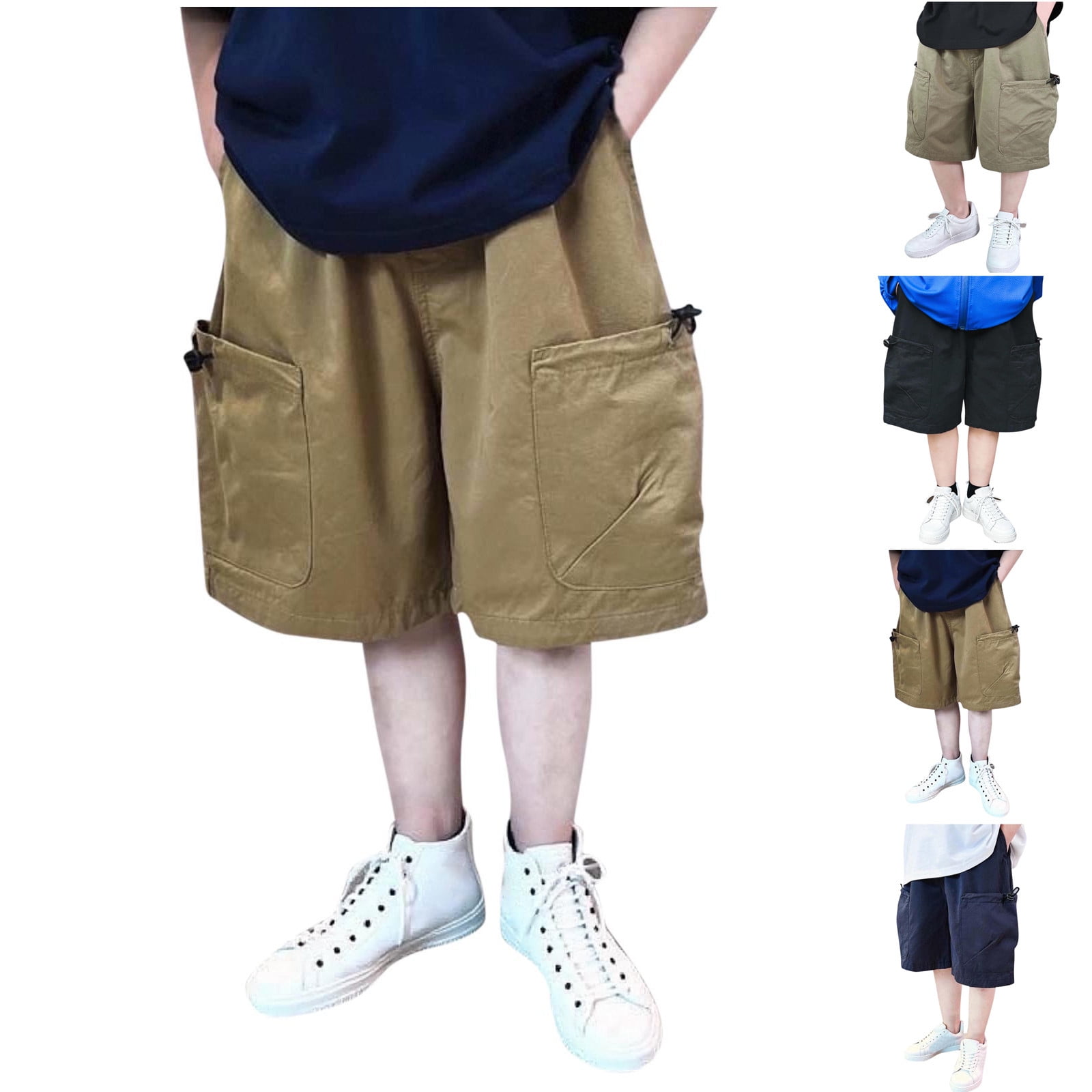 AHTJRT Boys Cargo Shorts Baggy Bermuda Casual Sports Shorts with ...