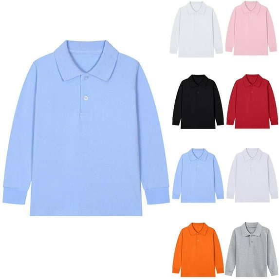 AHTJRT Boys Girls Sports Golf Shirts Kids Long Sleeve Quarter Button ...