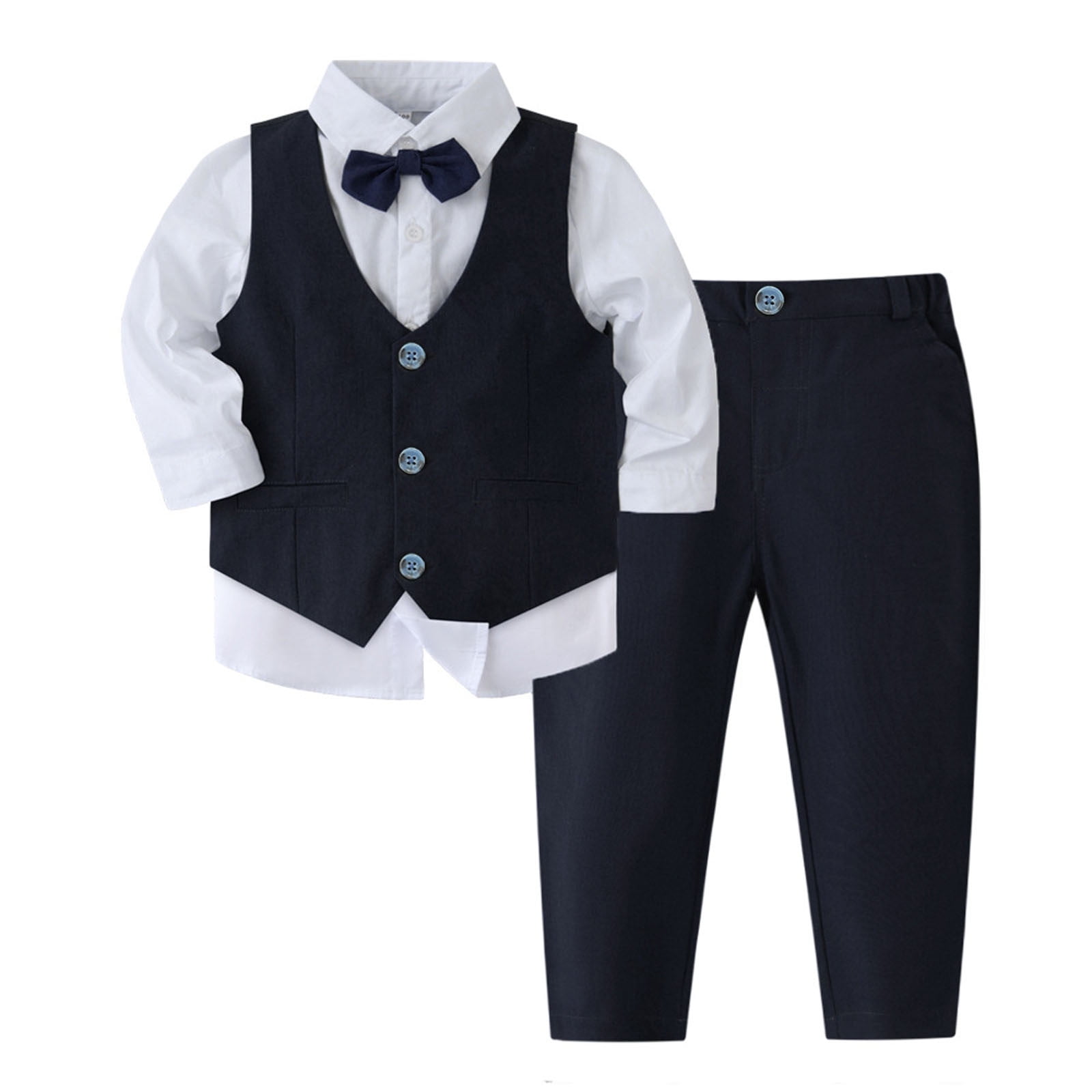 AHTJRT Boys Girls Suit Set Kids V Neck Wedding Waistcoat and Trousers 2 ...