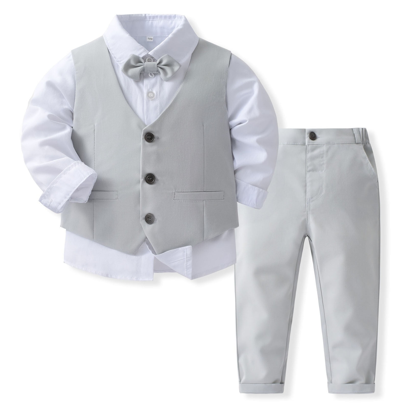 AHTJRT Boys Girls Suit Set Kids V Neck Wedding Waistcoat and Trousers 2 ...