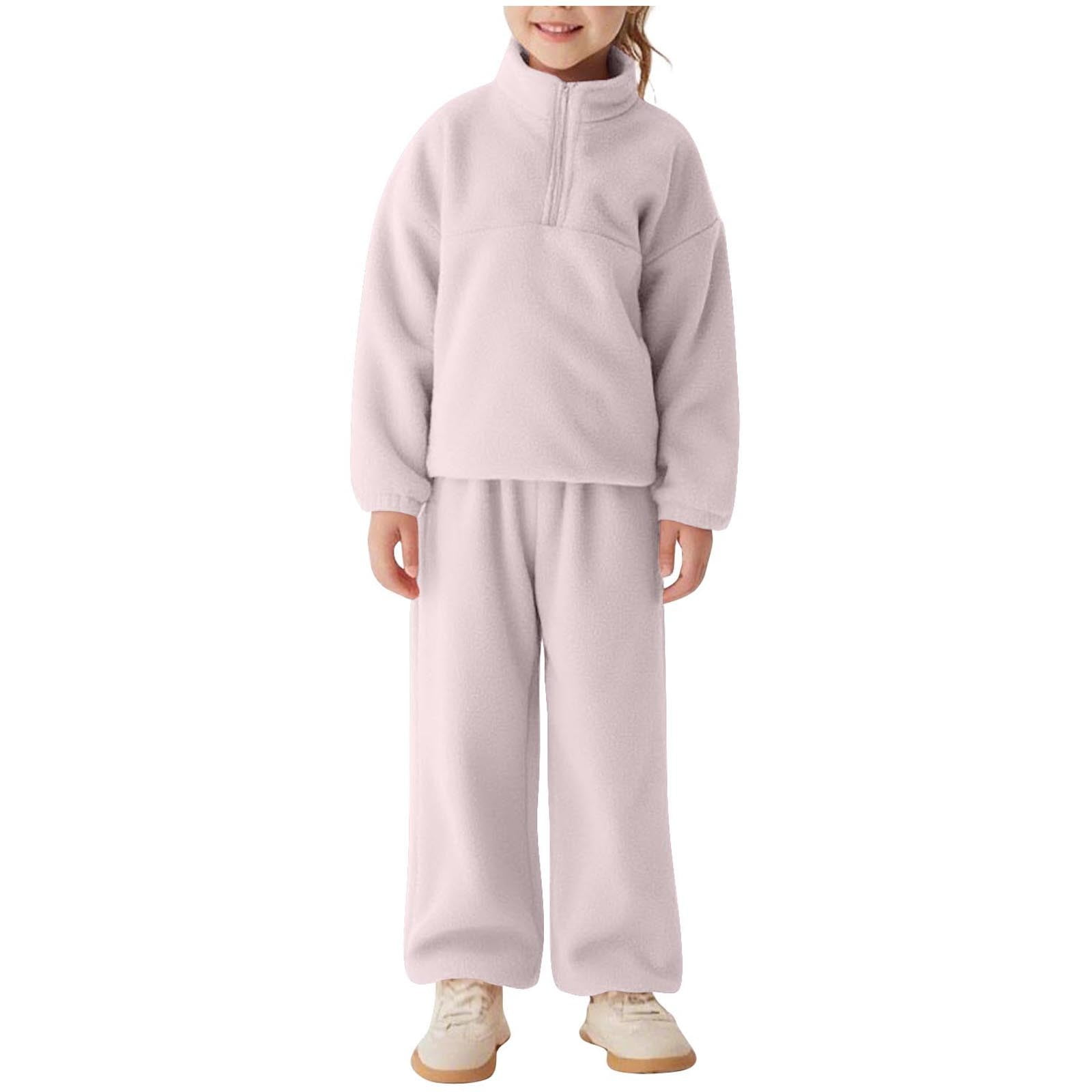 AHTJRT Boys Girls Sweatsuits Thermal Polar Fleece Quarter Zip ...