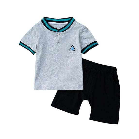 AHTJRT Boys Golf Outfit Short Sleeve Henley Shirts and Elastic Shorts ...