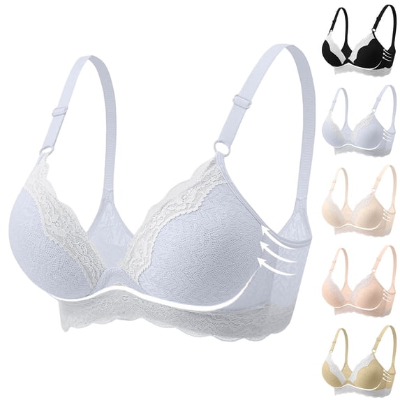 AHTJRT Bralettes for Women Push-Up Wireless Lace Bra Crochet Deep V ...