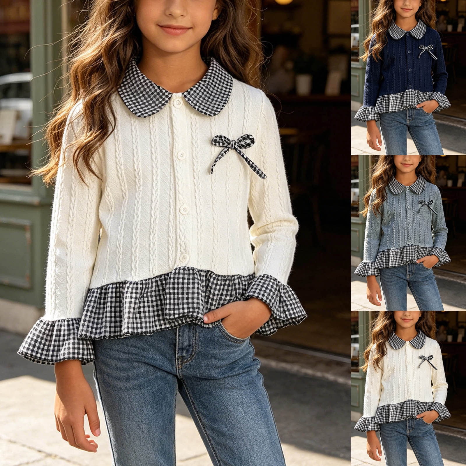 AHTJRT Cable Knit Cardigan Sweaters for Kids Girls Boys Long Sleeve ...
