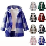 AHTJRT Cardigans for Girls Boys Fashion Plaid Long Sleeve Fuzzy Fleece ...