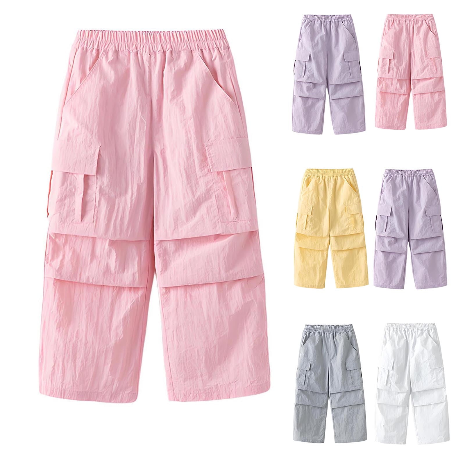 AHTJRT Cargo Capri for Kids Elastic Waist Pockets Short Pants Casual ...