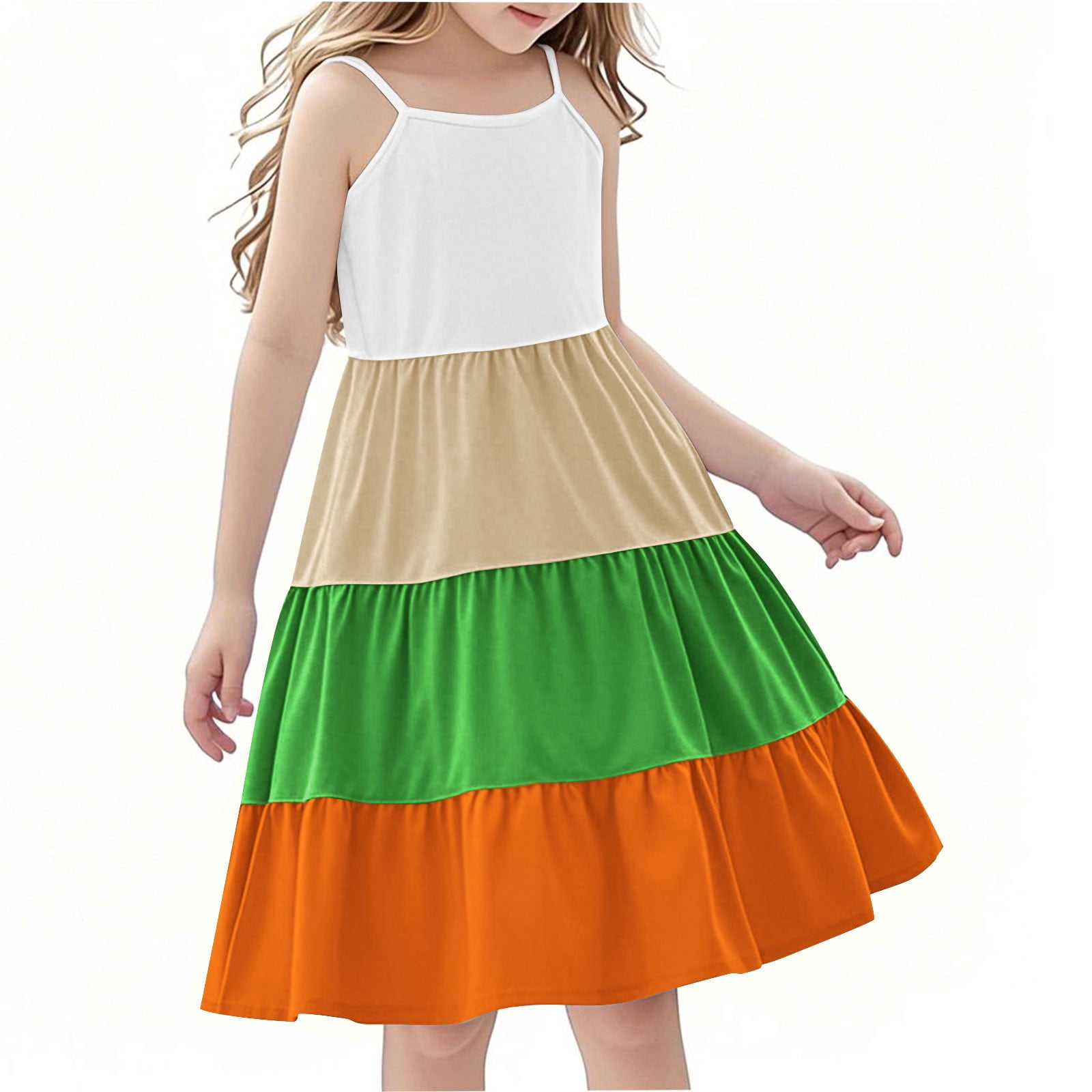 AHTJRT Casual Dress for Girls Fashion Color Block Long Maxi Dress Loose ...