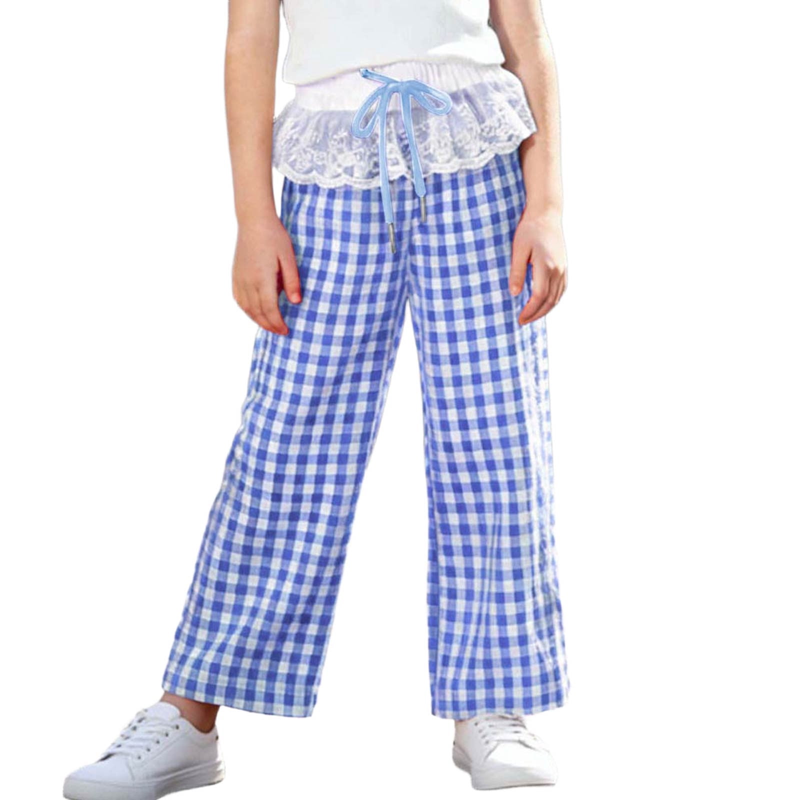 AHTJRT Cotton Pants for Girls Elegant Lace Sheer Flowy Pants with ...