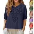 AHTJRT Cotton T-Shirt for Women Elegant V Neck Short Sleeve Floral ...