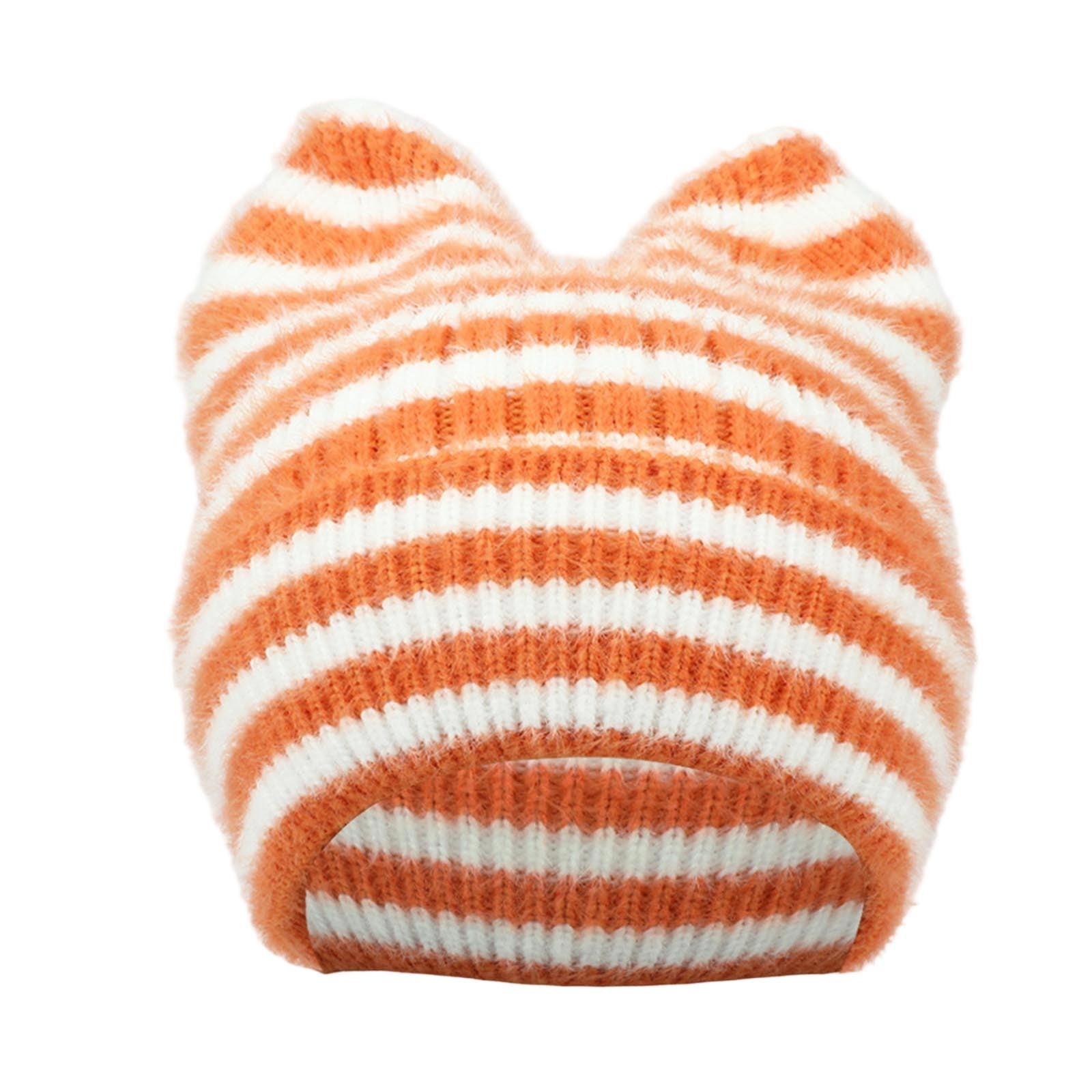 AHTJRT Crochet Hats for Women Cat Fox Ear Beanie Hat Warm Retro Vintage ...