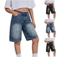 AHTJRT Denim Capri Pants for Girls High Waist Pockets Jean Shorts with ...