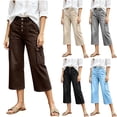 AHTJRT Denim Capri Pants for Women Straight Leg Barrel Pants with ...