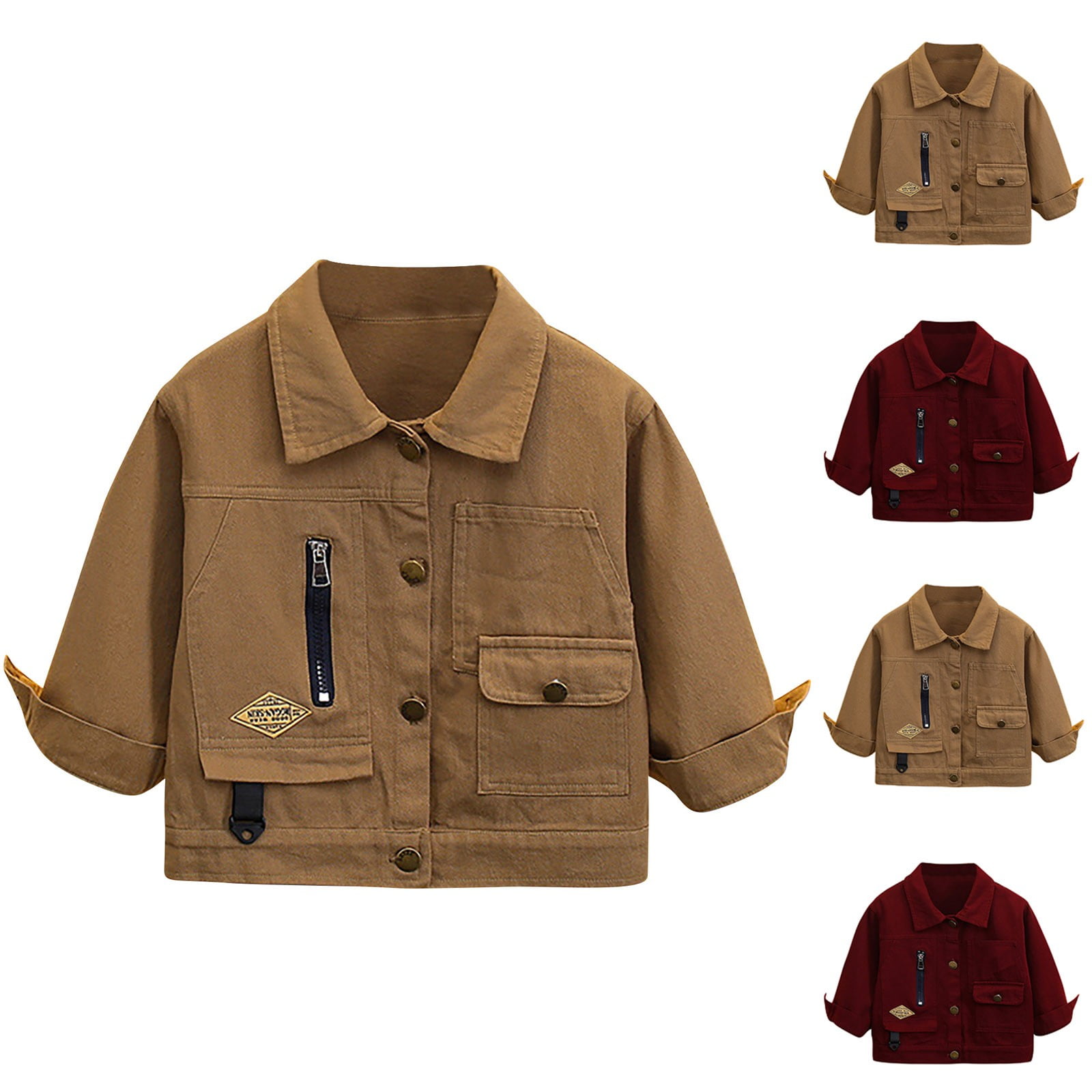 AHTJRT Denim Jacket for Girls Boys Long Sleeve Lapel Button Down Jean ...