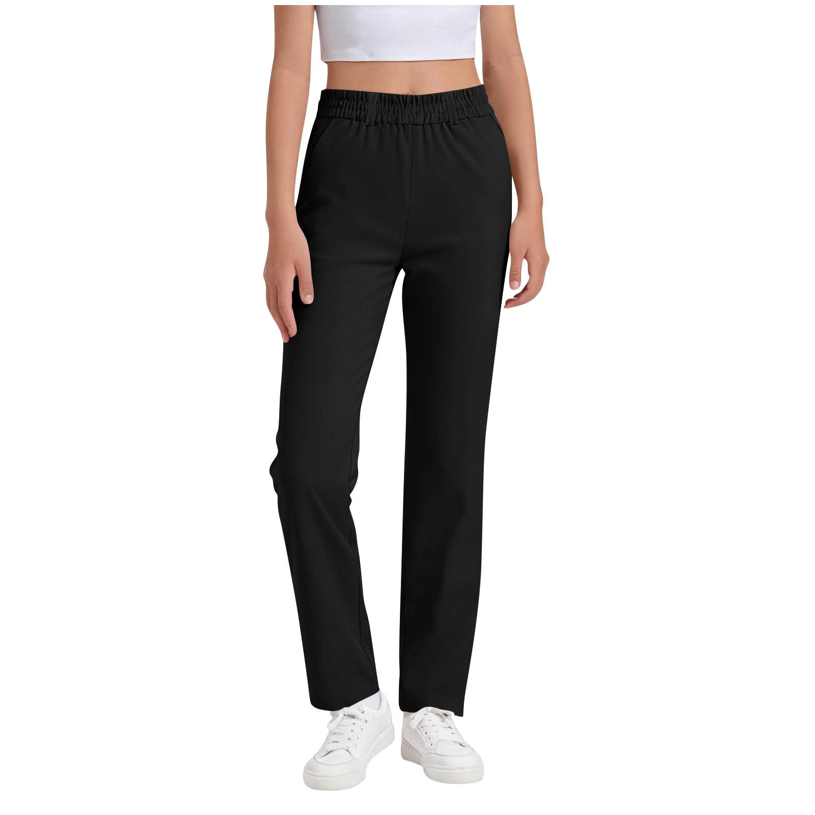 AHTJRT Elastic Waist Pants for Boys Girls School Uniforms Straight Leg ...