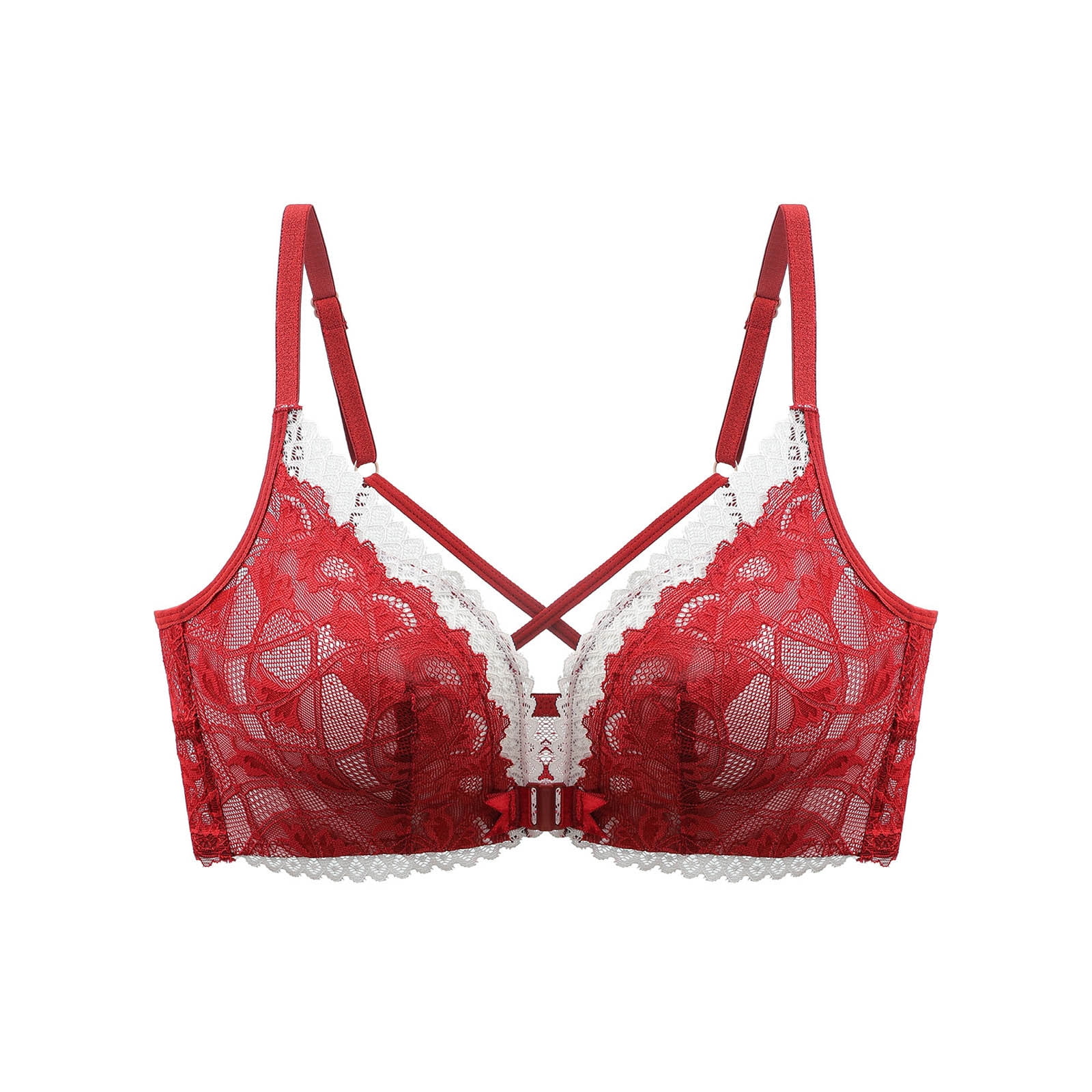 AHTJRT Floral Lace Bras for Women Spaghetti Straps Crisscross No ...