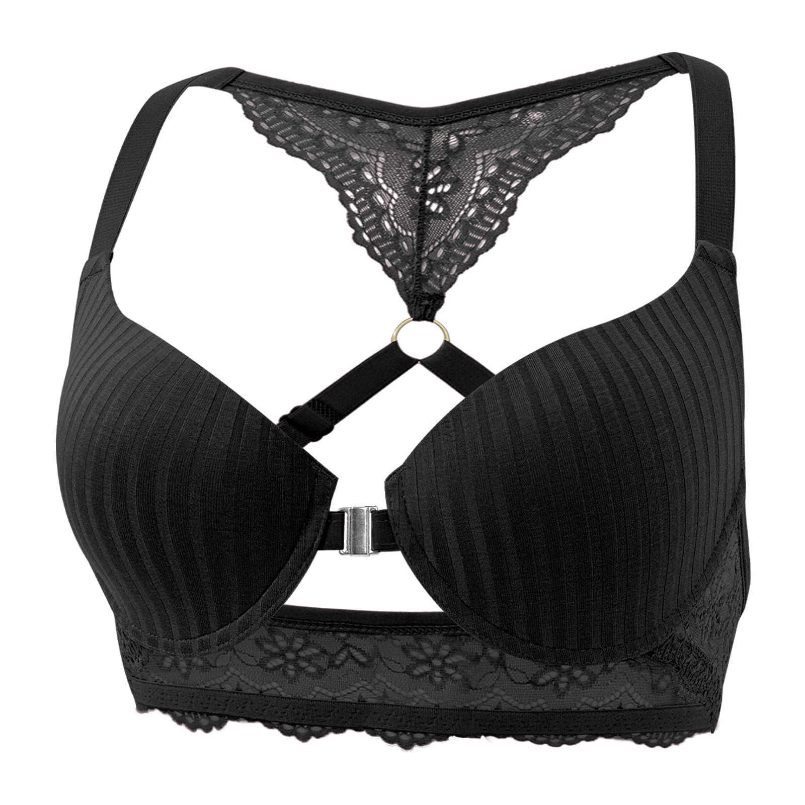 AHTJRT Front Closure Bralettes for Women Convenient Ribbed Knit Bra ...