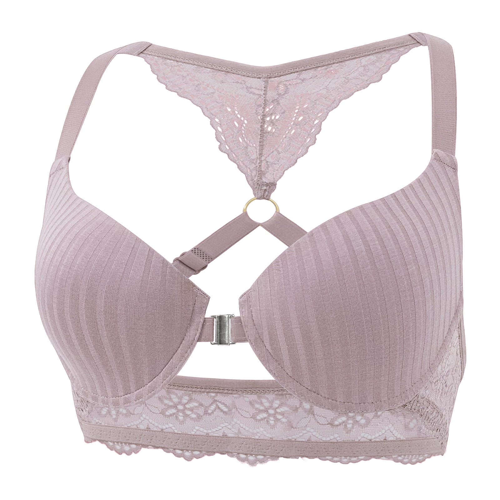 AHTJRT Front Closure Bralettes for Women Convenient Ribbed Knit Bra ...